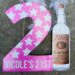 21st Birthday Sign With Pink and White Stars, DIGITAL Download ...