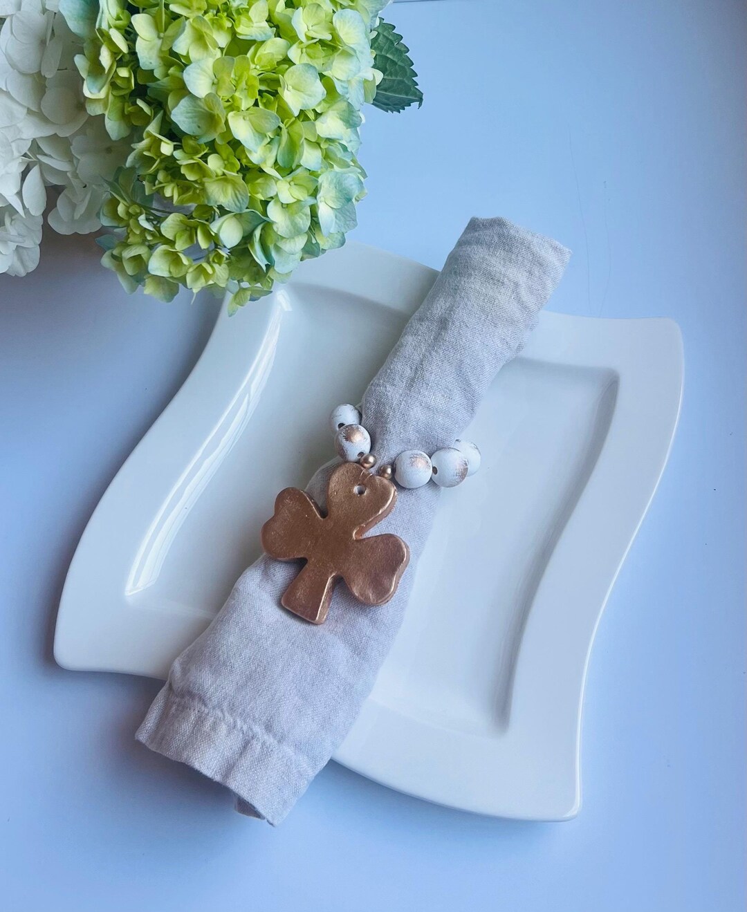 St. Patricks Day Napkin Rings, Shamrock Napkin Holder, Handmade Irish ...