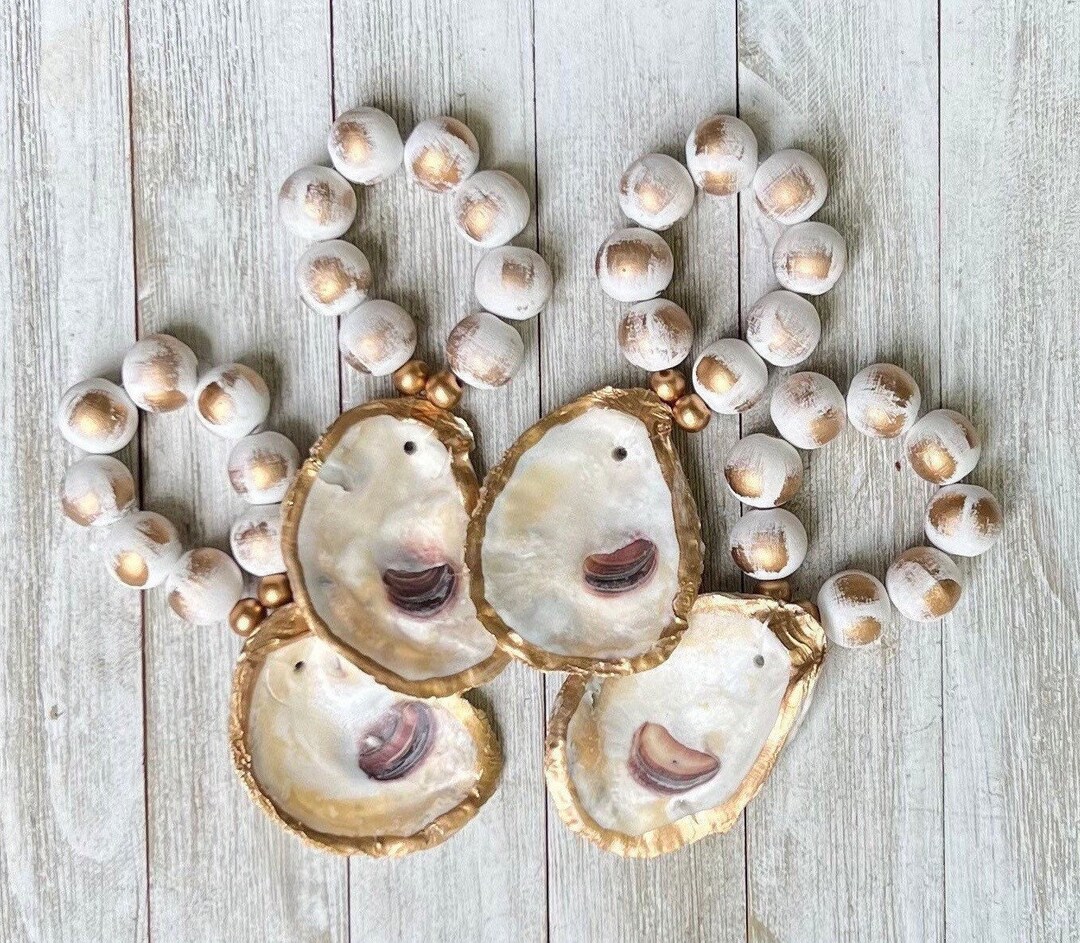 Oyster Shell Napkin Rings, Coastal Napkin Rings, Napkin Holders, Beach ...