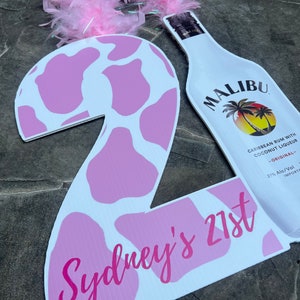 21st Birthday Sign, Custom 21st Sign, Animal Print Sign With Rum Bottle ...