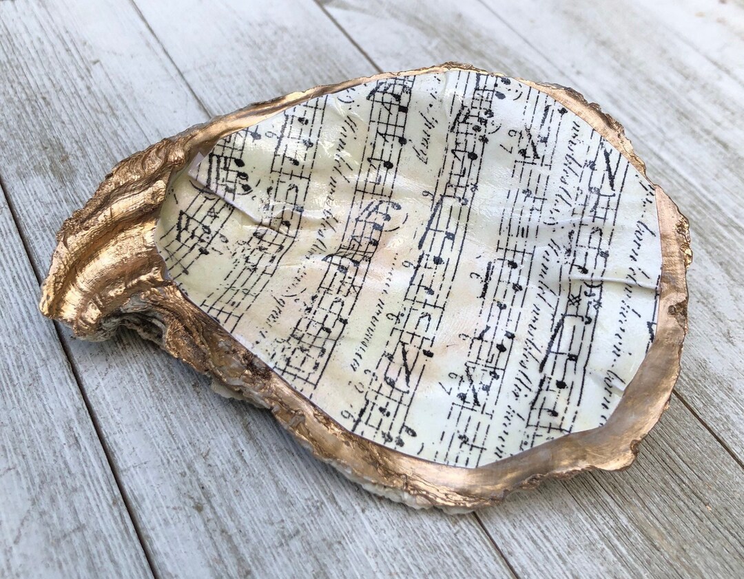 Oyster Shell Ring Dish With Music Notes, Music Teacher Gift, Catch All ...