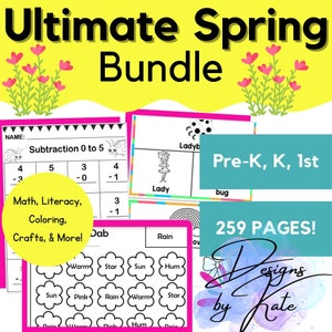 Ultimate Spring Bundle for Pre-k, Kindergarten, 1st / Math & Literacy ...