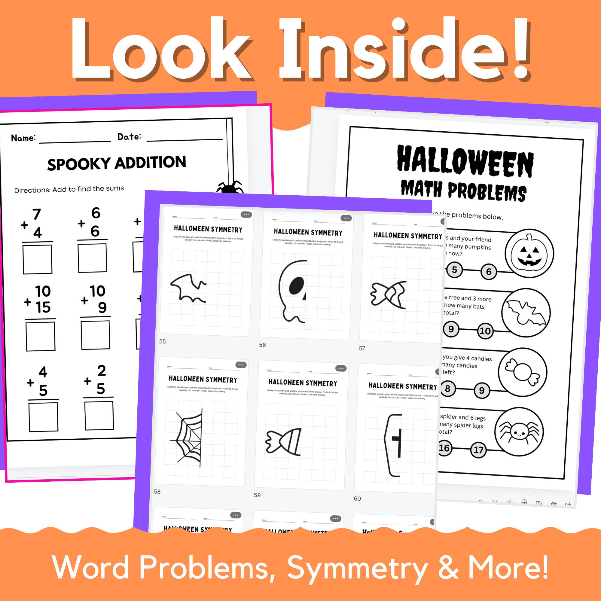 Halloween Math Pack - Kinder-2nd - Counting, Addition, Graphing & More ...