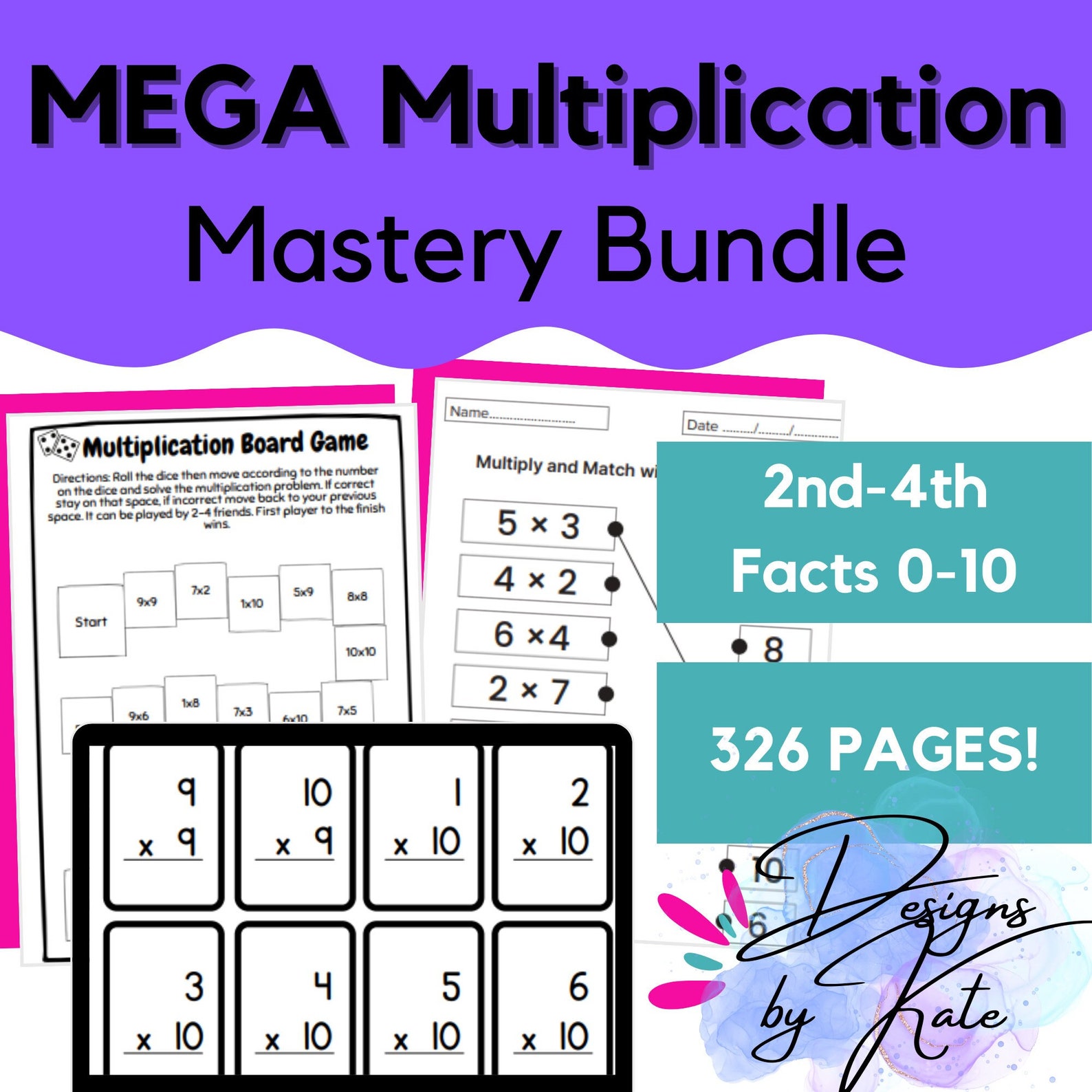 Multiplication Mastery BUNDLE - 326 Pages! Facts 0-10, Games ...