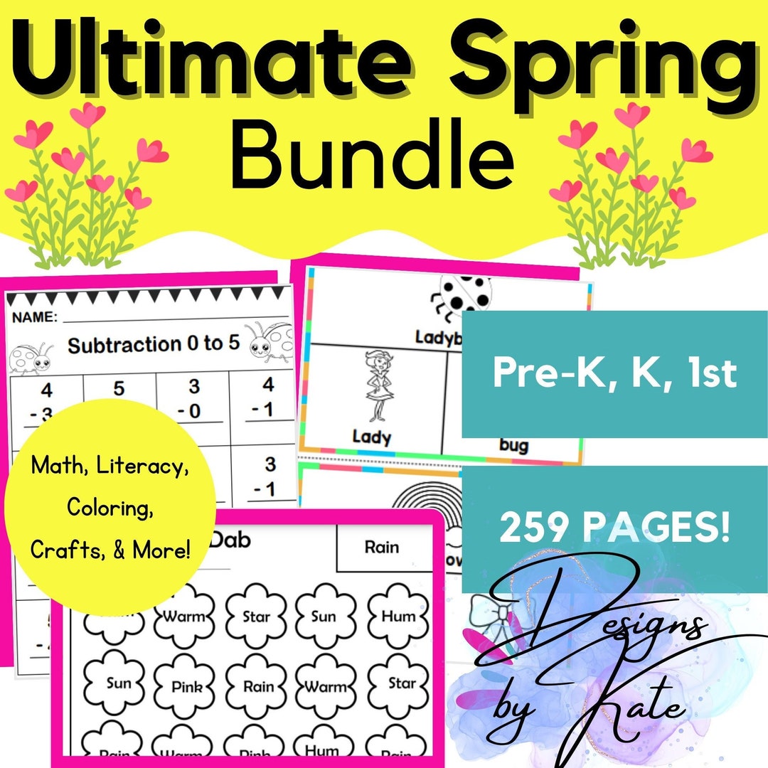 Spring Activity Bundle: Math, Literacy, Crafts - Pre-k to 1st (259 ...