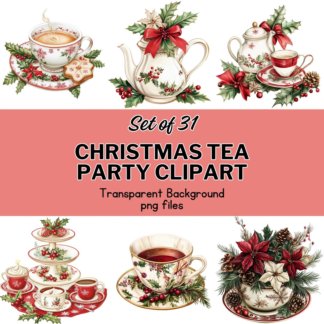 Christmas Tea Party Clipart: 31 Holiday PNG Designs - Etsy