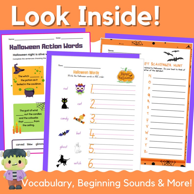 Halloween Writing Pack - Kinder-2nd - Writing Prompts, Vocabulary ...