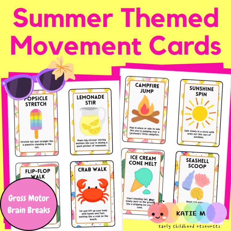 Summer Movement Cards | Gross Motor Activities (printable) - Etsy
