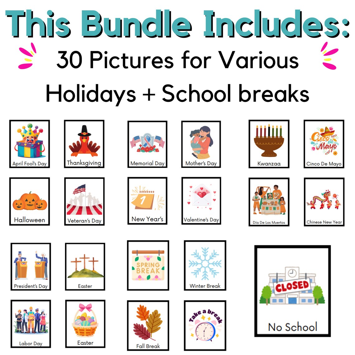 Visual Schedule HOLIDAY Picture Cards- PEC- Special Education/autism ...