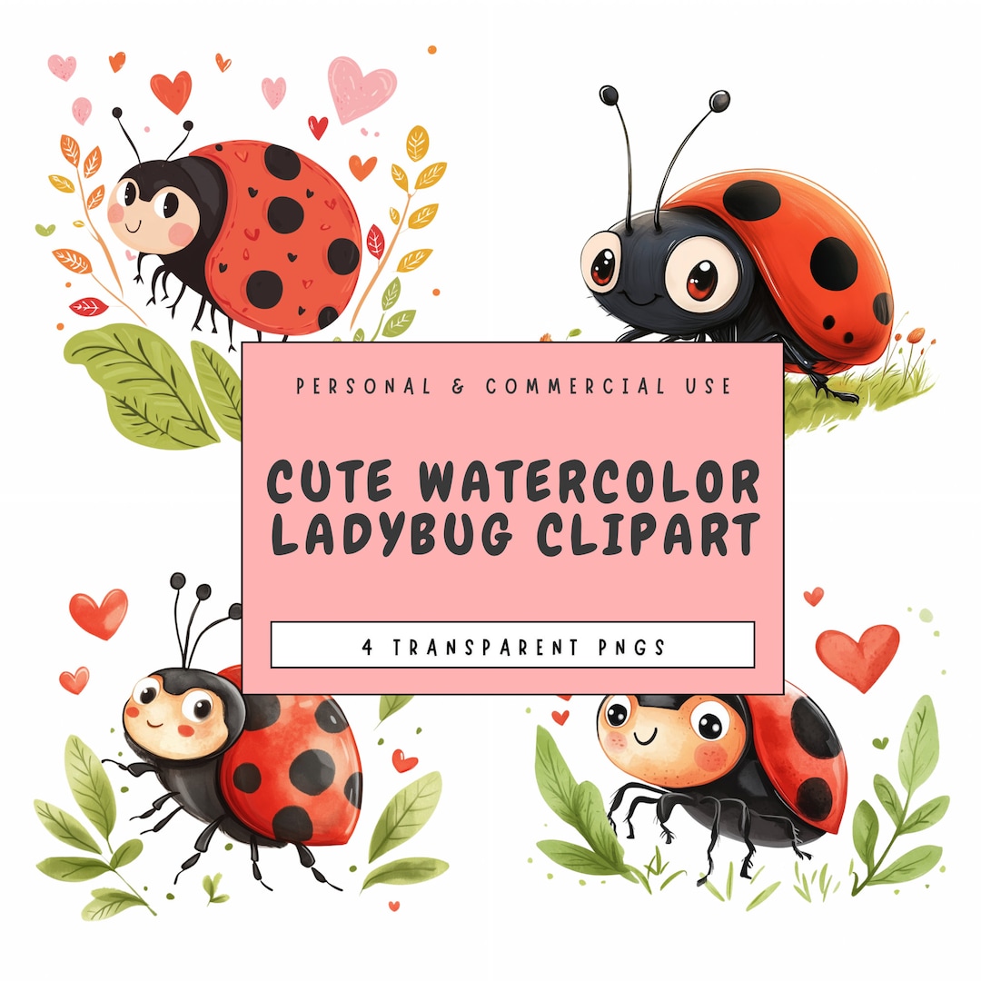 Cute Watercolor Ladybug Clipart | 4 Transparent Pngs | Commercial Use ...