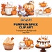 Pumpkin Spice Clip Art- Cake, Cupcakes, Coffee, Tea Sets, Pumpkins ...