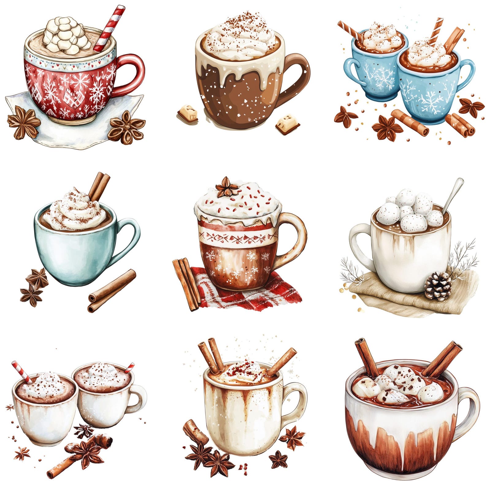 Cozy Hot Chocolate Clipart: Winter PNG Designs (commercial & Personal ...