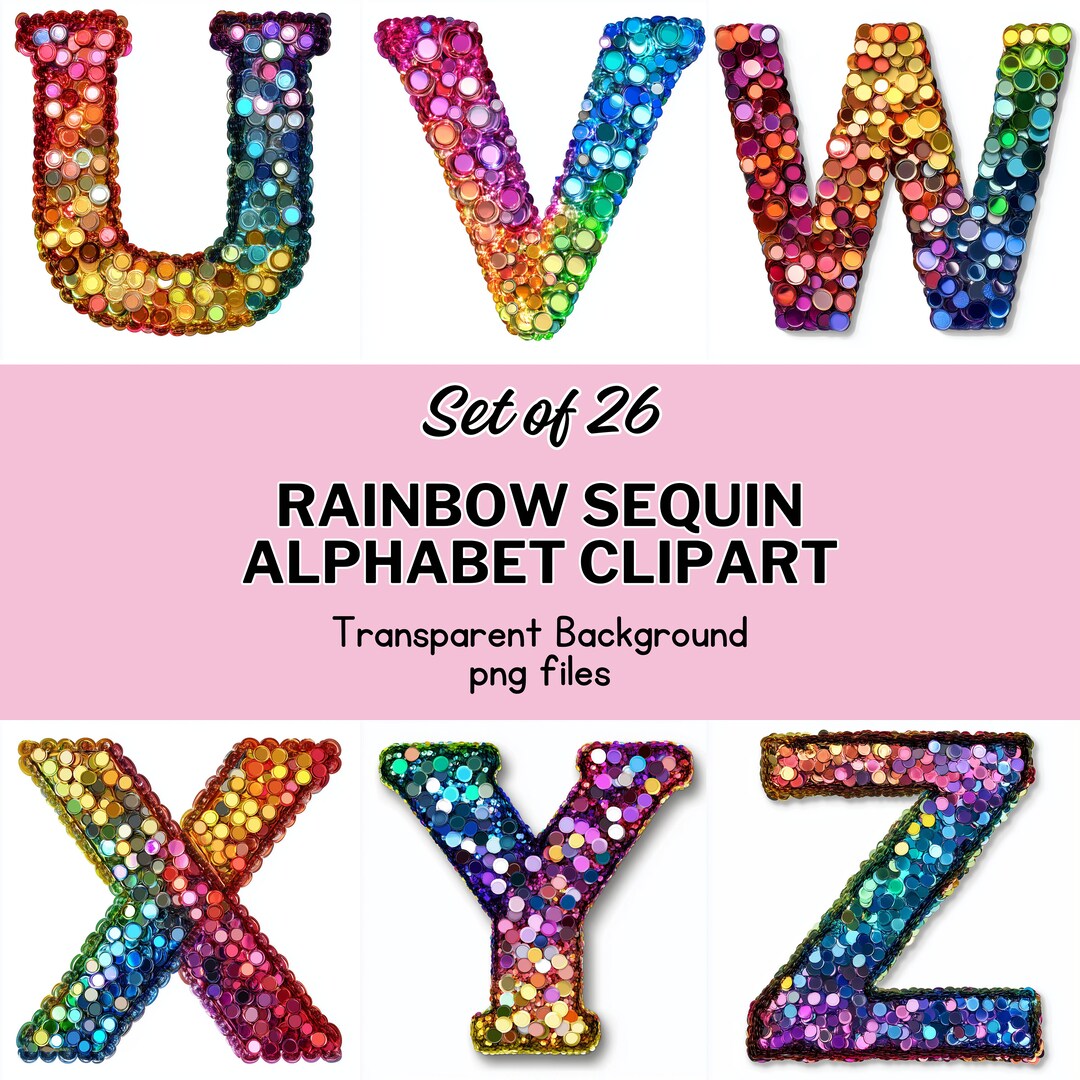 Rainbow Sequin Alphabet Clip Art: 26 PNG Files (digital Download) - Etsy