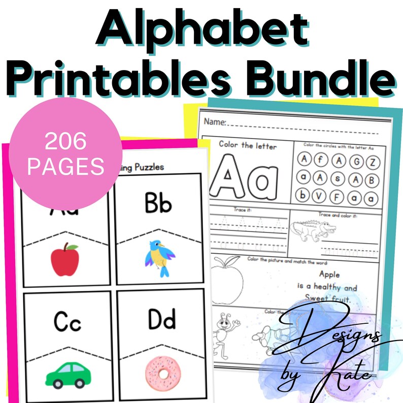 Alphabet Tracing & Coloring Printables: ABC Learning Bundle (PDF) - Etsy