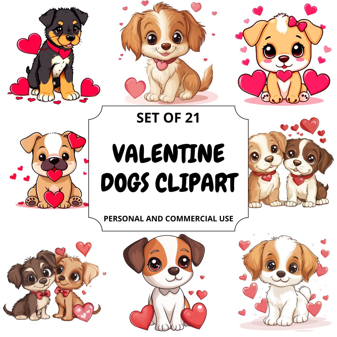 Cute Valentines Day Dog Clip Art | 21 Transparent Pngs | Commercial Use ...