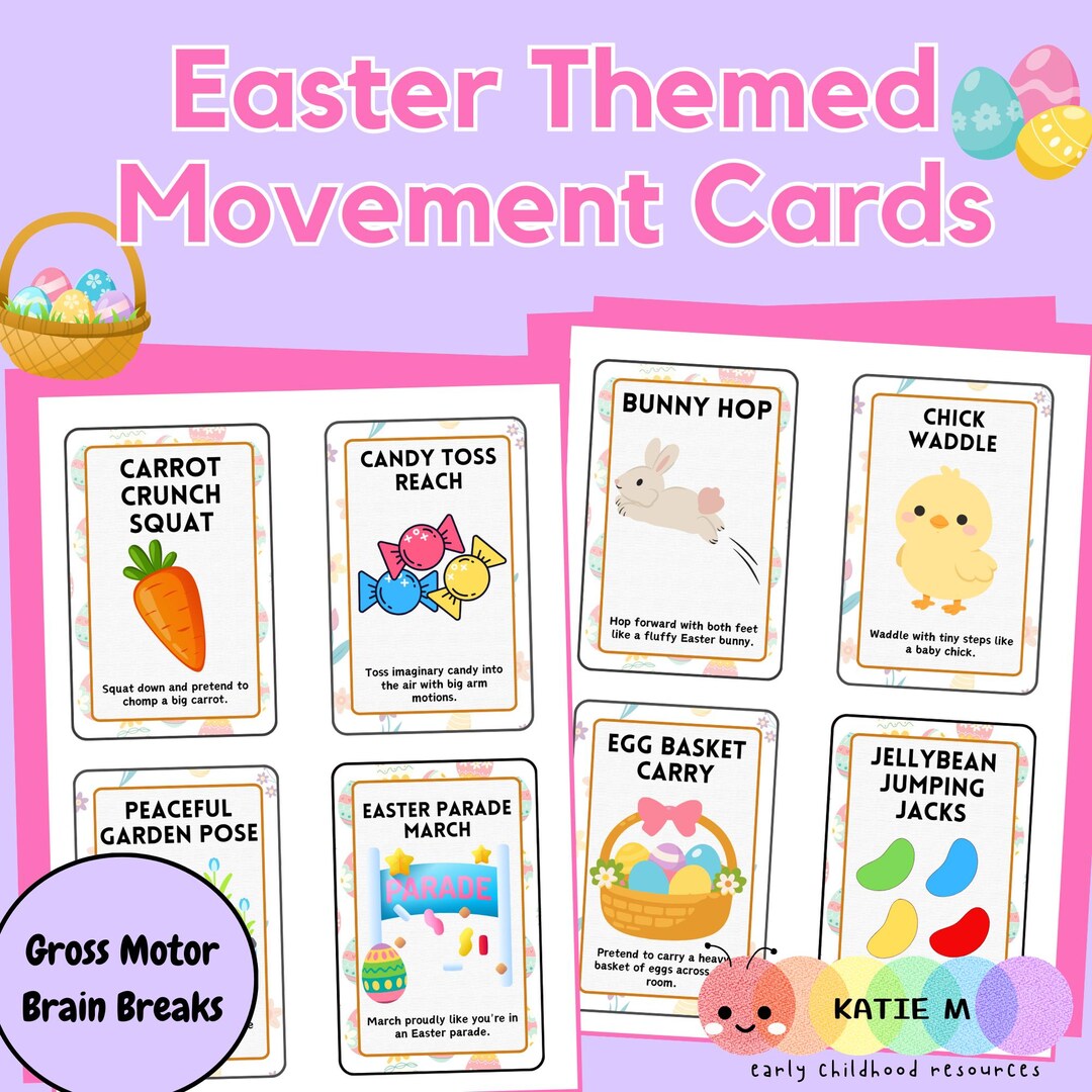 Easter Movement Cards: Gross Motor Skills Activity (printable) - Etsy