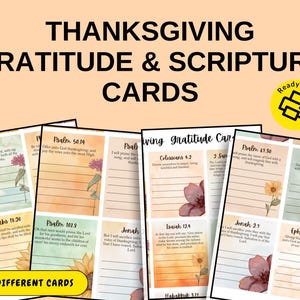 Thanksgiving Scripture Gratitude Cards- 27 Printable Cards- Gratitude ...