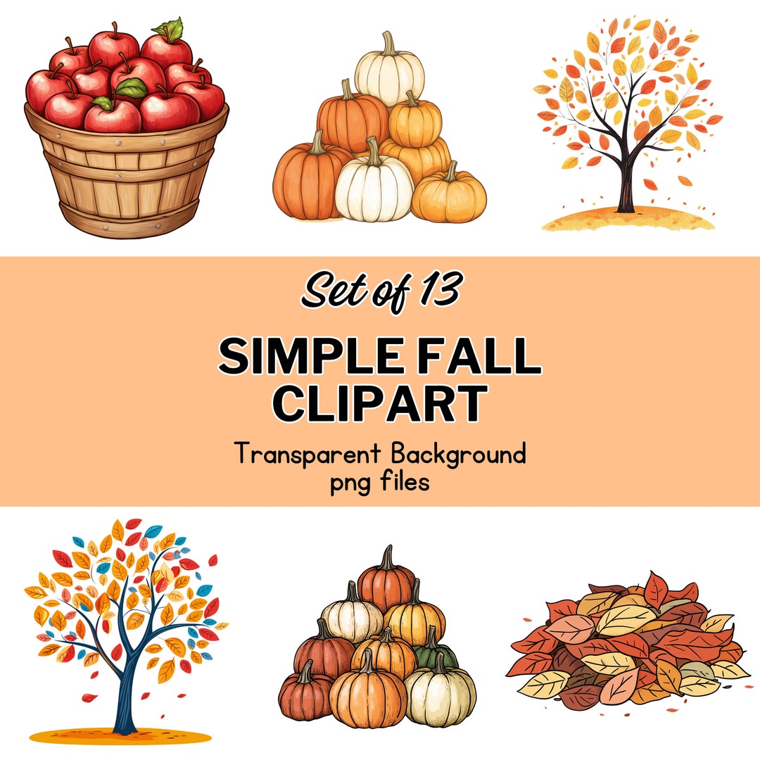 Fall Clipart Set: Pumpkins, Apples, Leaves (commercial Use PNG) - Etsy