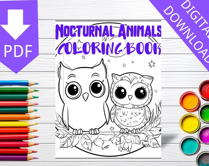 Nocturnal Critters Coloring Page - Etsy Canada