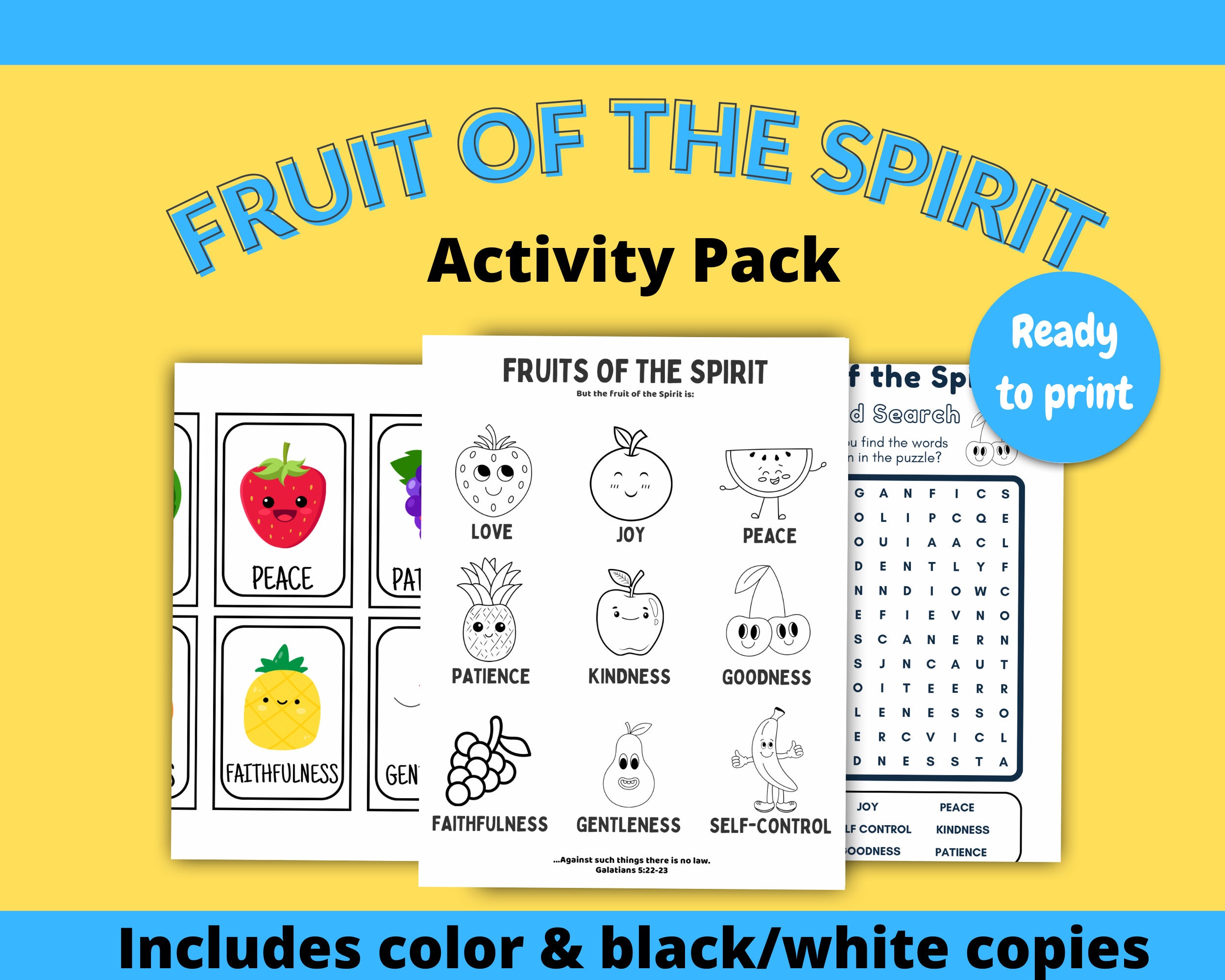 Fruit of the Spirit Activity Pack: Sunday School Printables (PDF) - Etsy