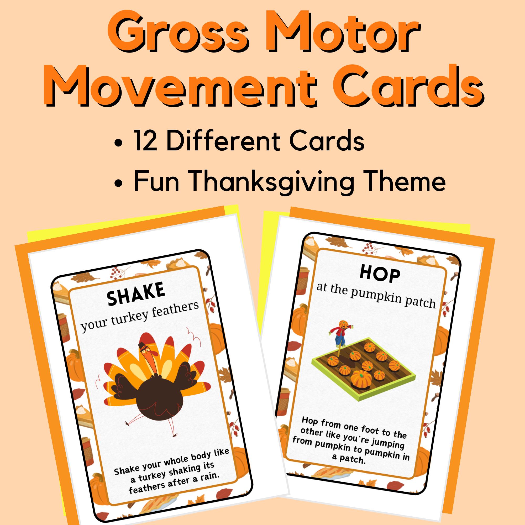 Thanksgiving Themed Gross Motor Movement Cards | Brain Breaks ...