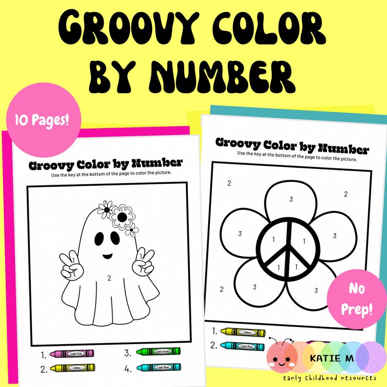 Retro Color by Number Worksheets: Groovy Classroom Activity (PDF ...