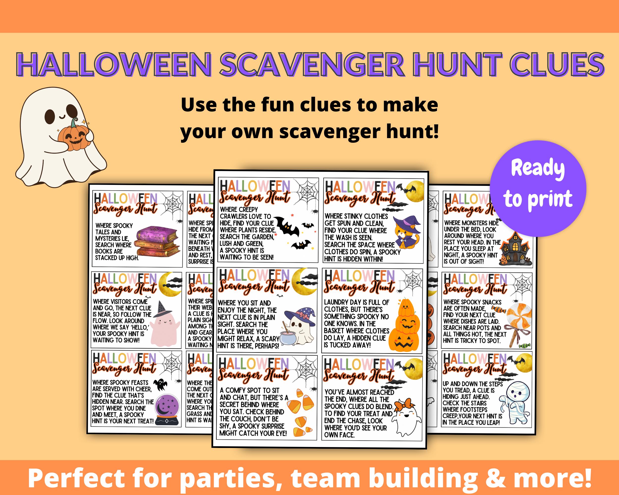 Halloween Themed Scavenger Hunt Clues Use in Your Own Scavenger Hunt ...