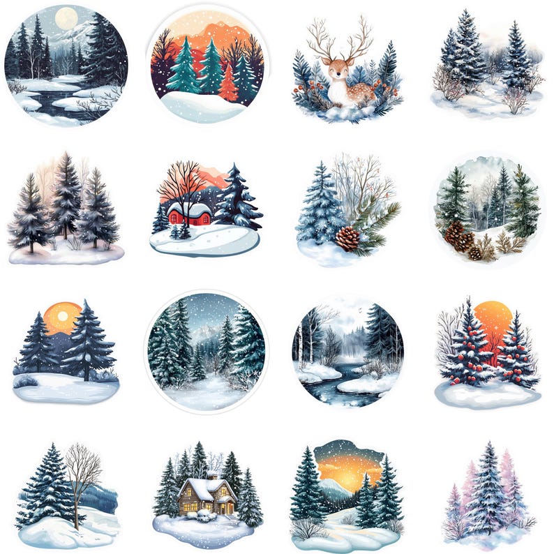 Winter Wonderland Clipart: 55 PNG Designs for DIY Crafts - Etsy