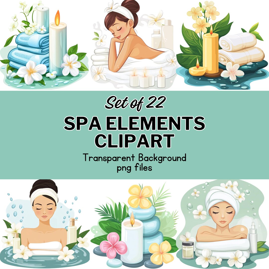 Spa Elements Clipart Bundle | 22 PNG Files | Self-care, Relaxation ...