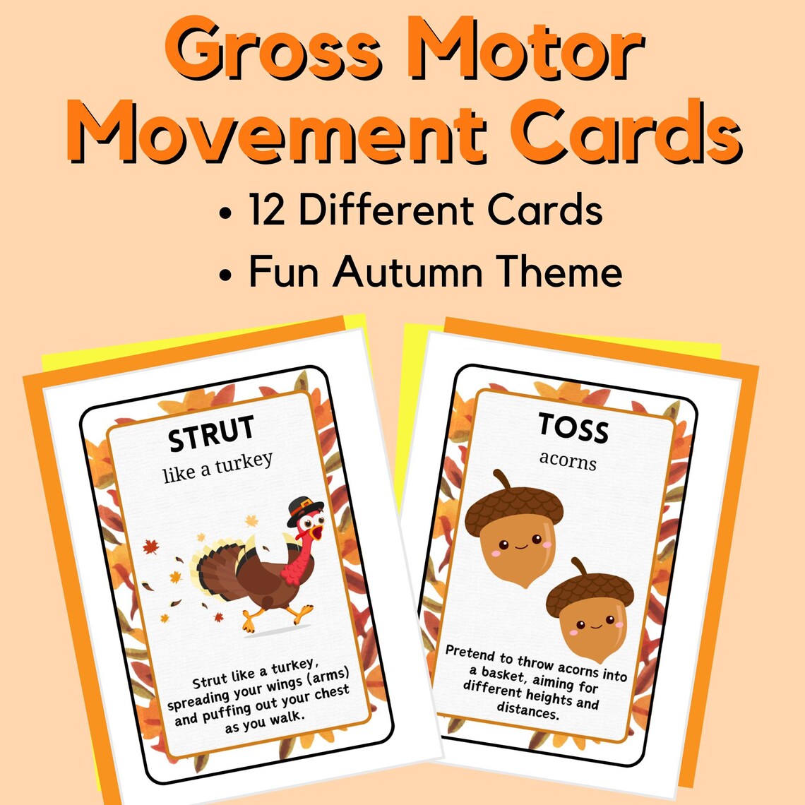 Autumn Movement Cards: Gross Motor Skills, Brain Breaks (printable) - Etsy