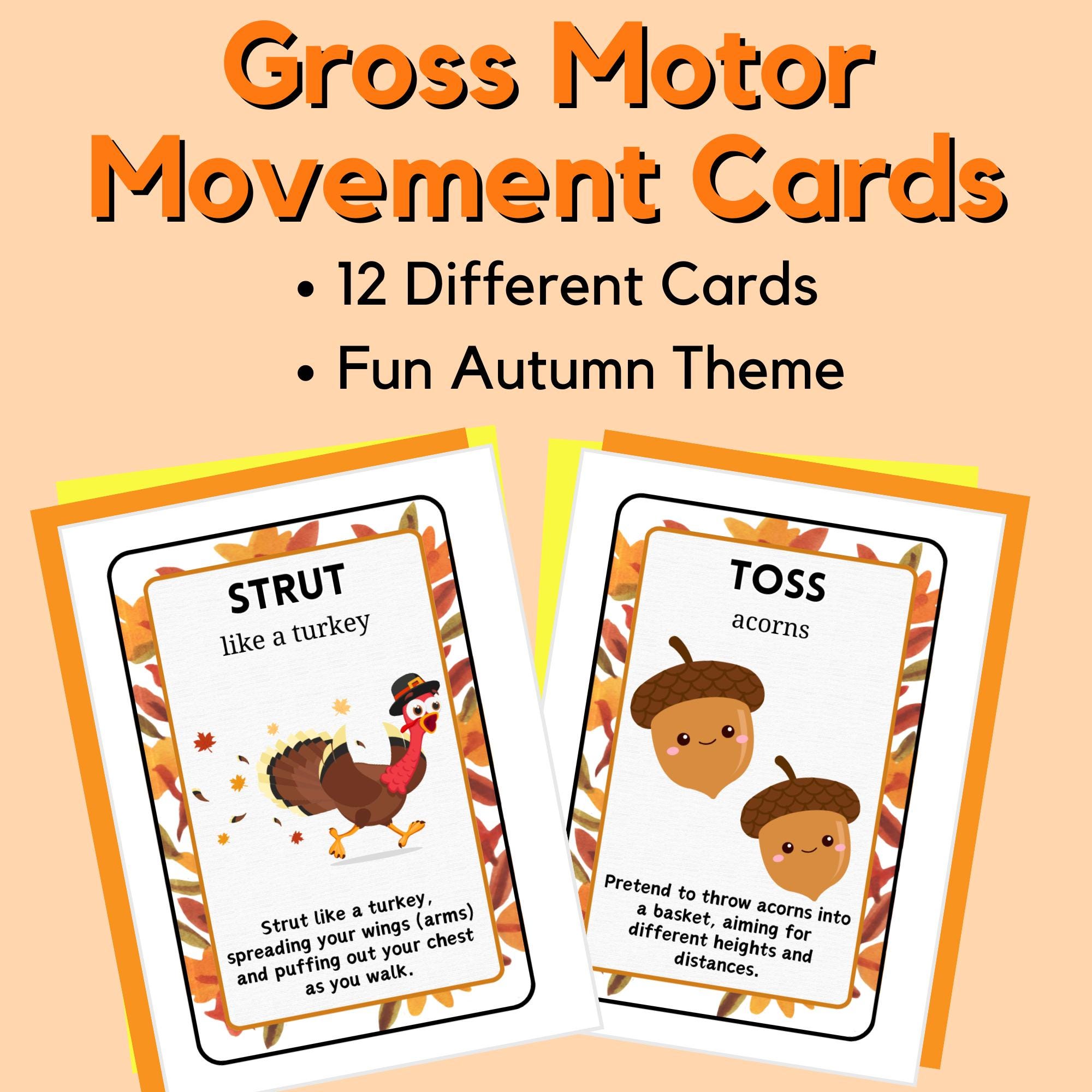 Autumn Movement Cards: Gross Motor Skills, Brain Breaks (printable) - Etsy