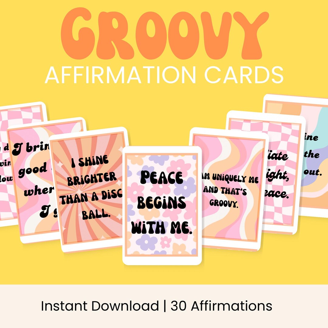 Groovy Positive Affirmation Cards for Kids | Printable Mental Health ...