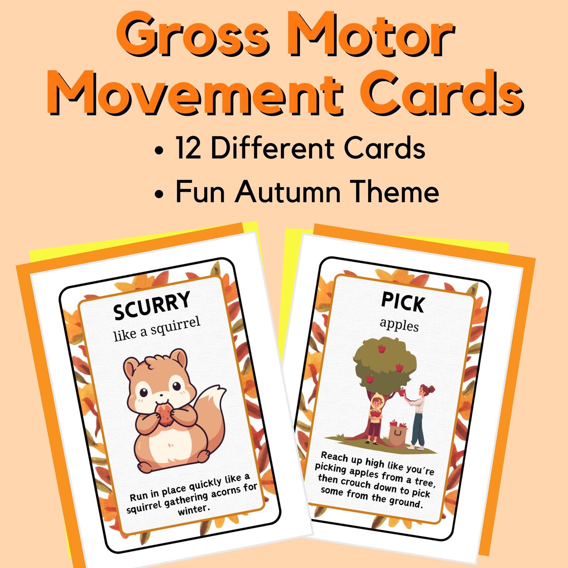 Autumn Movement Cards: Gross Motor Skills, Brain Breaks (printable) - Etsy