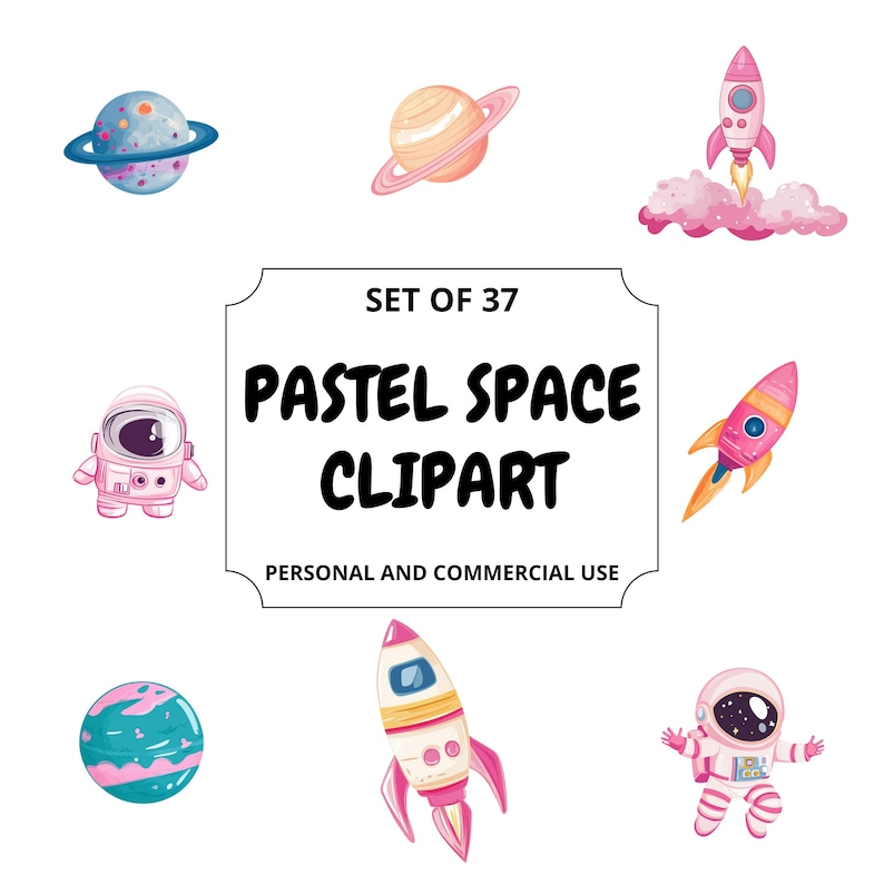Pastel Space Clip Art: 37 PNG Illustrations (digital Download) - Etsy