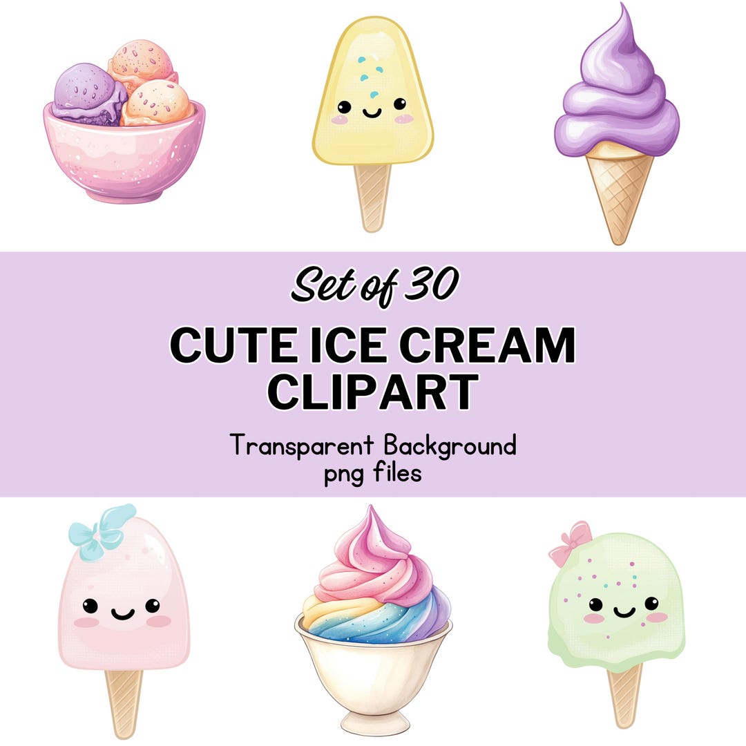 Ice Cream Clipart | 30 PNG Illustrations, Commercial Use (digital ...