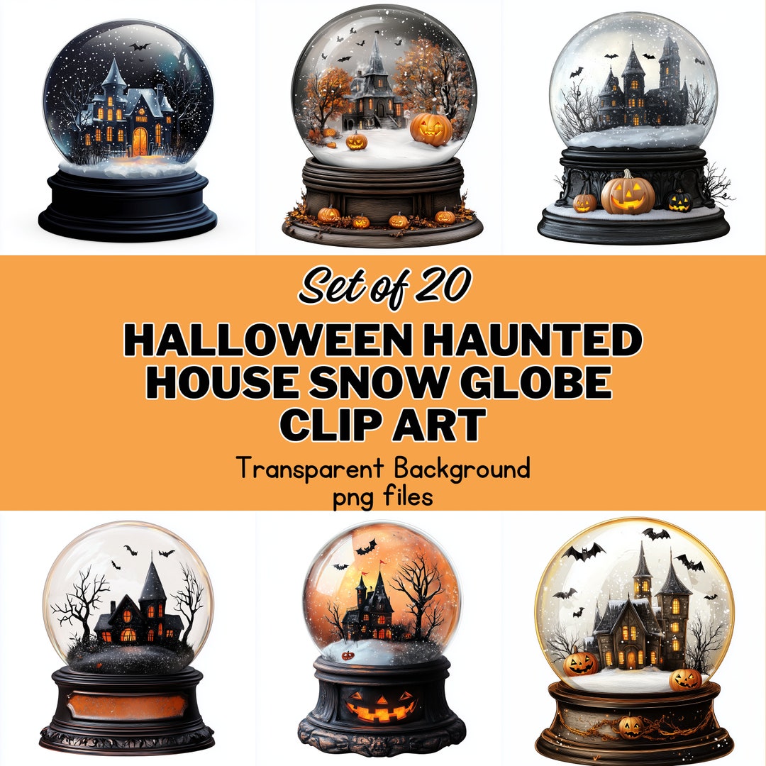 Halloween Haunted House Snow Globe Clipart: 20 PNG Files - Etsy