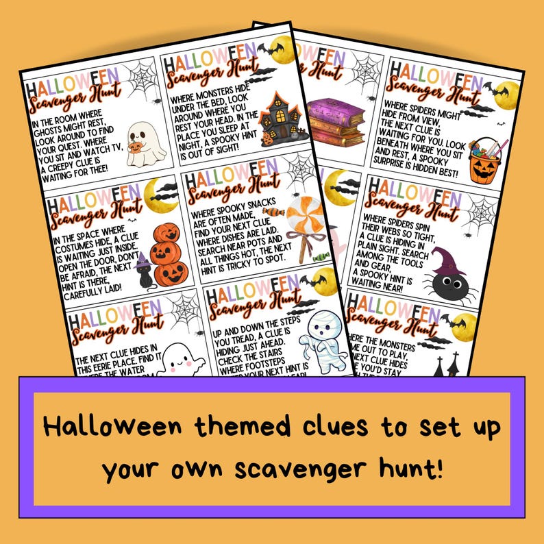 Halloween Themed Scavenger Hunt Clues Use in Your Own Scavenger Hunt ...