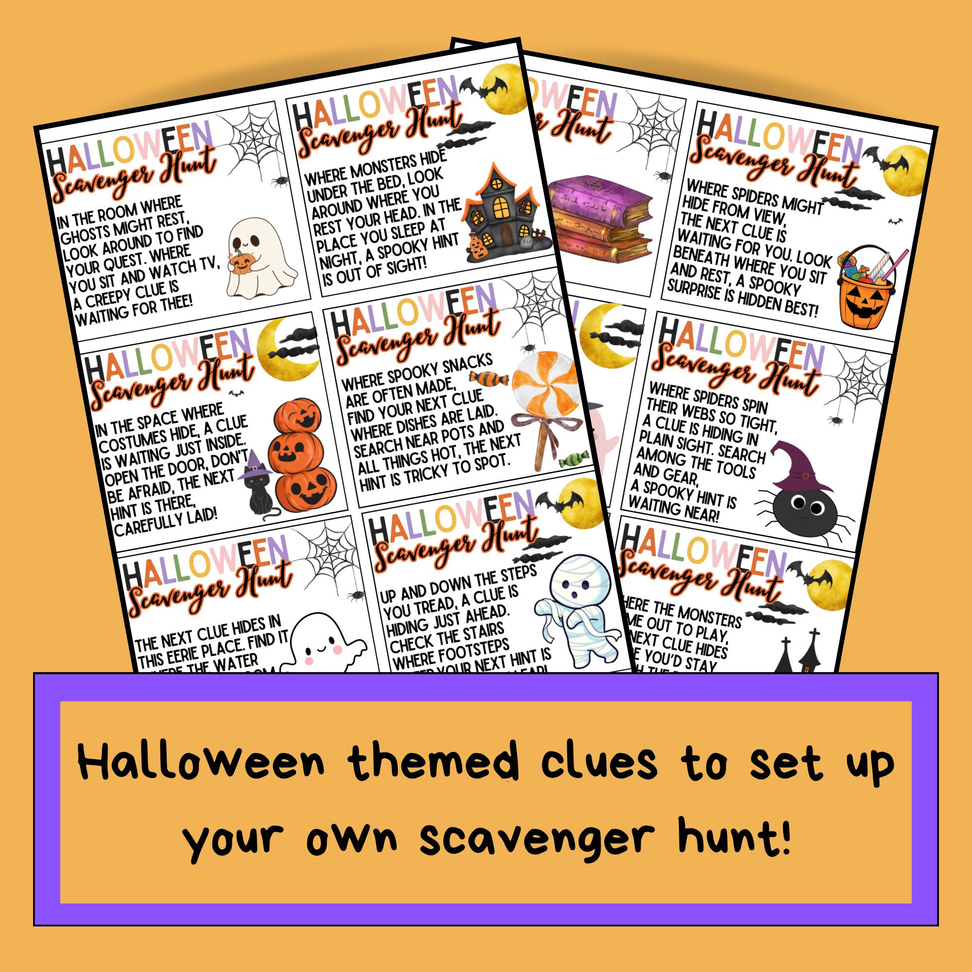 Halloween Themed Scavenger Hunt Clues | Use in Your Own Scavenger Hunt ...