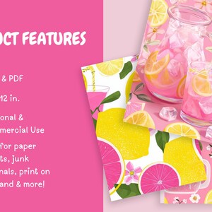 Pink Lemonade Digital Paper Pack & Clipart Bundle – 15 Papers + 71 ...