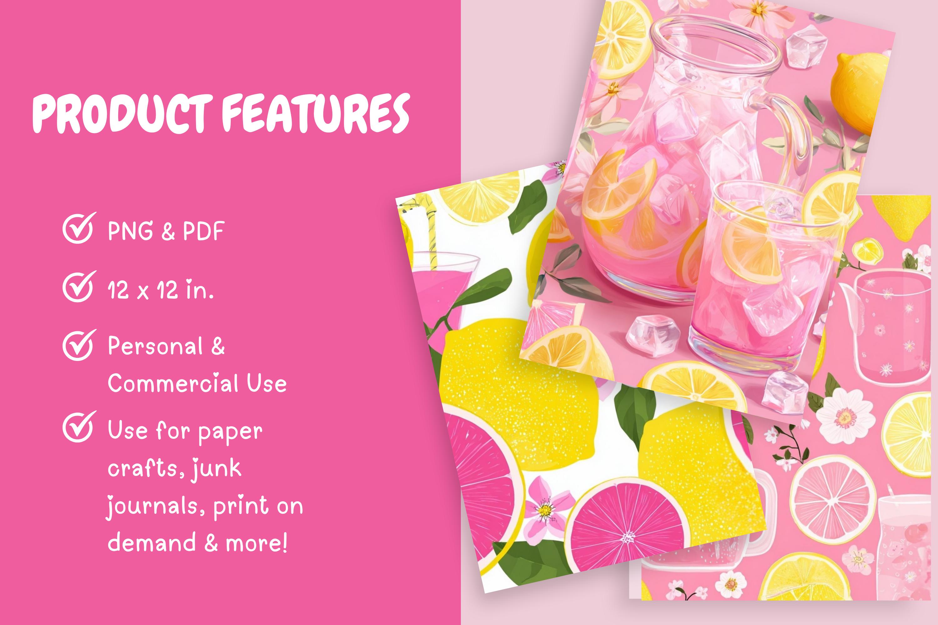 Pink Lemonade Clipart & Digital Paper Bundle – Summer Graphics ...