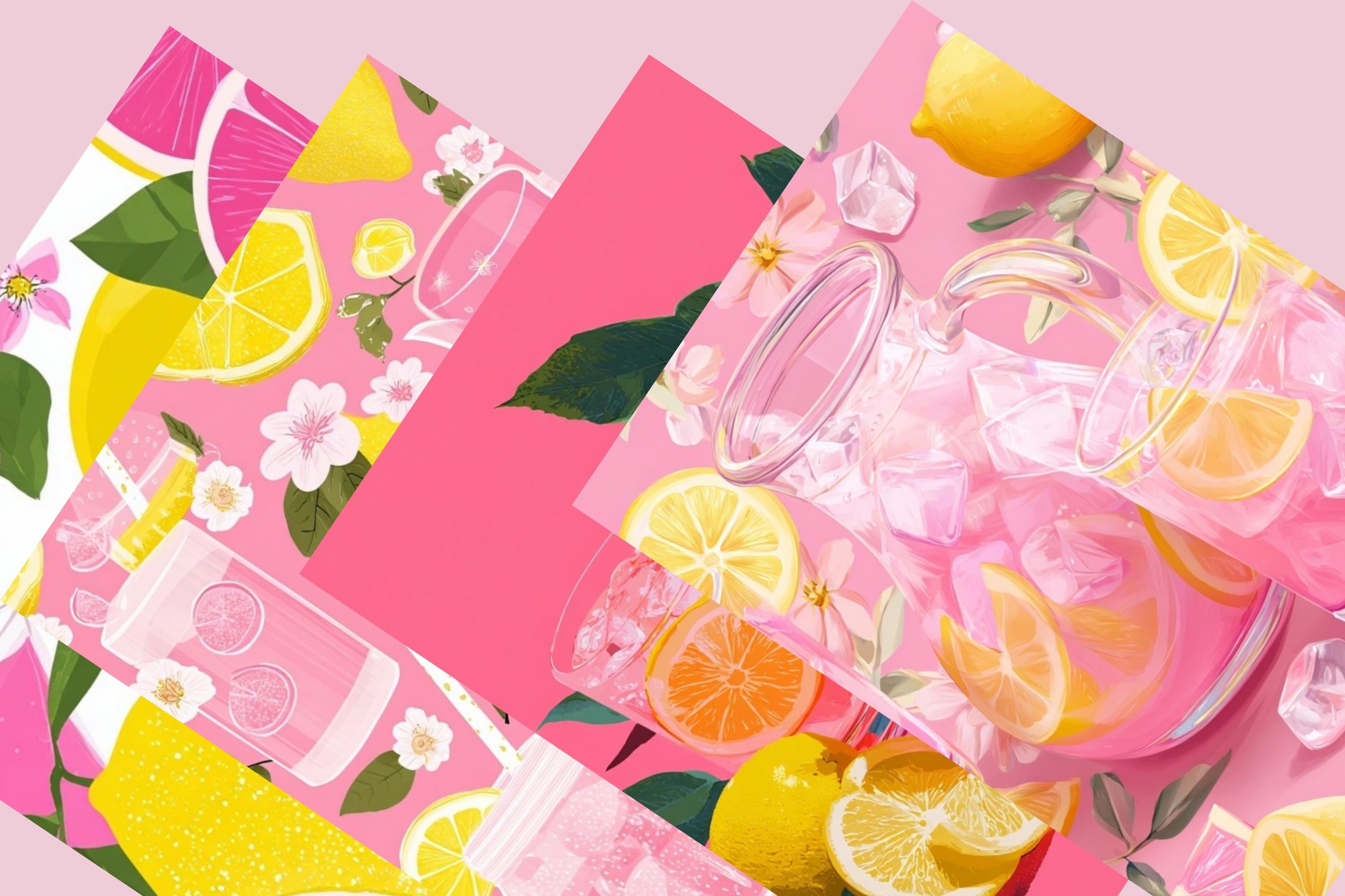 Pink Lemonade Clipart & Digital Paper Bundle – Summer Graphics ...