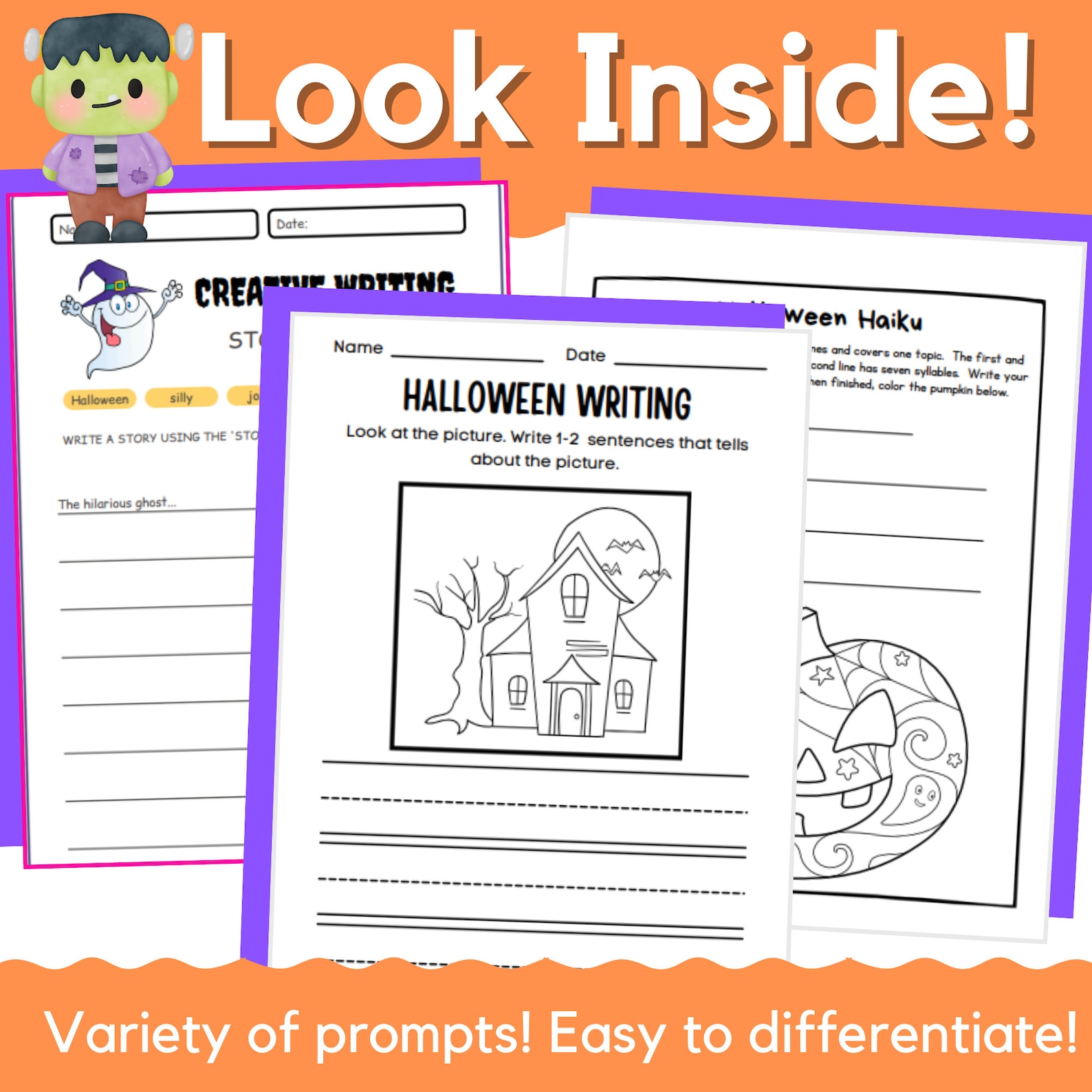 Halloween Writing Pack - Kinder-2nd - Writing Prompts, Vocabulary ...