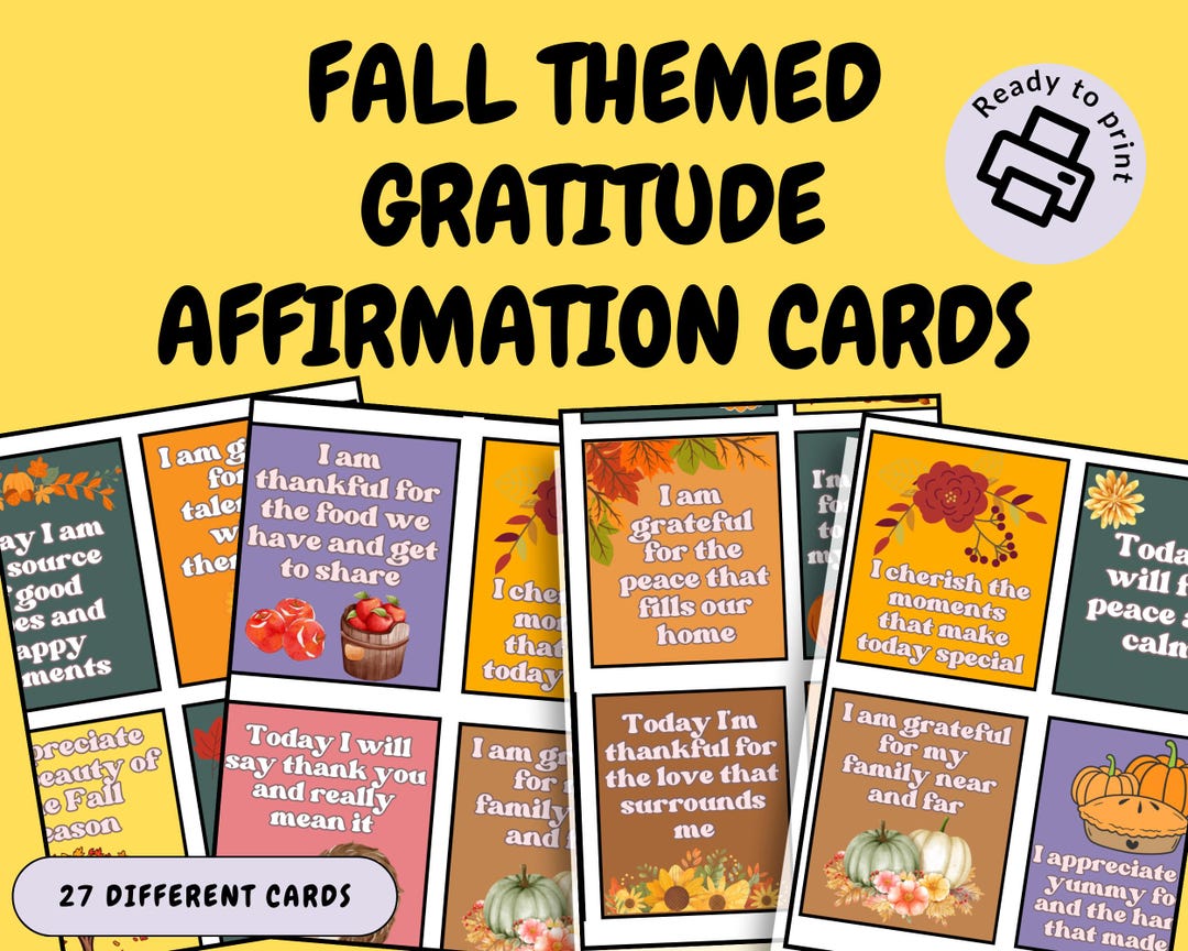 Fall Themed Gratitude Affirmation Cards (printable) - Etsy