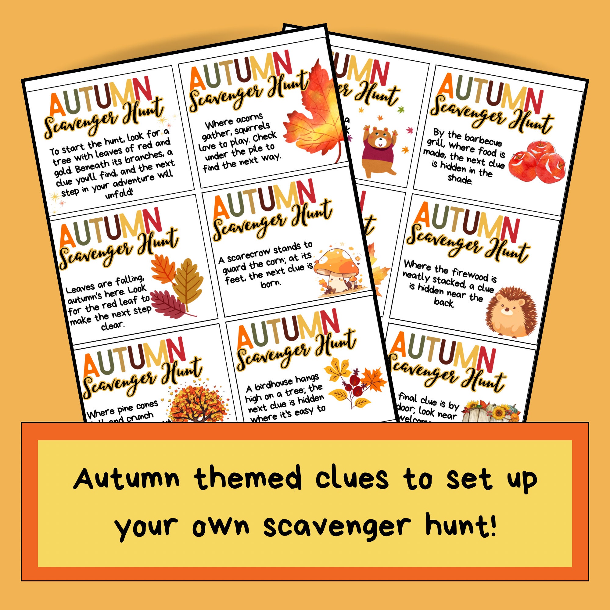 Autumn Scavenger Hunt Clues: Printable Riddles (PDF) - Etsy
