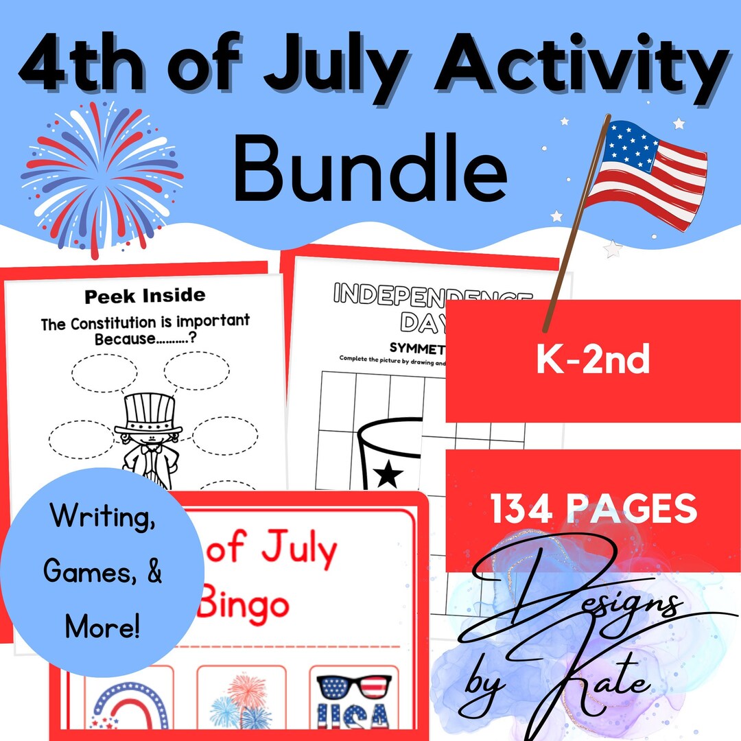 4th of July Activity Pack for K-2 Writing Prompts, Puzzles, Games ...
