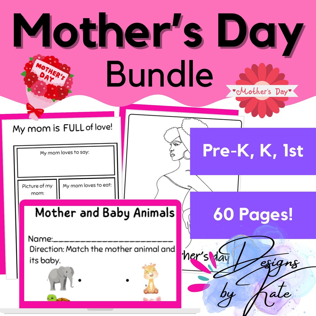 Mother's Day Pack for Pre-k, Kindergarten & 1st / Crafts, Coloring ...