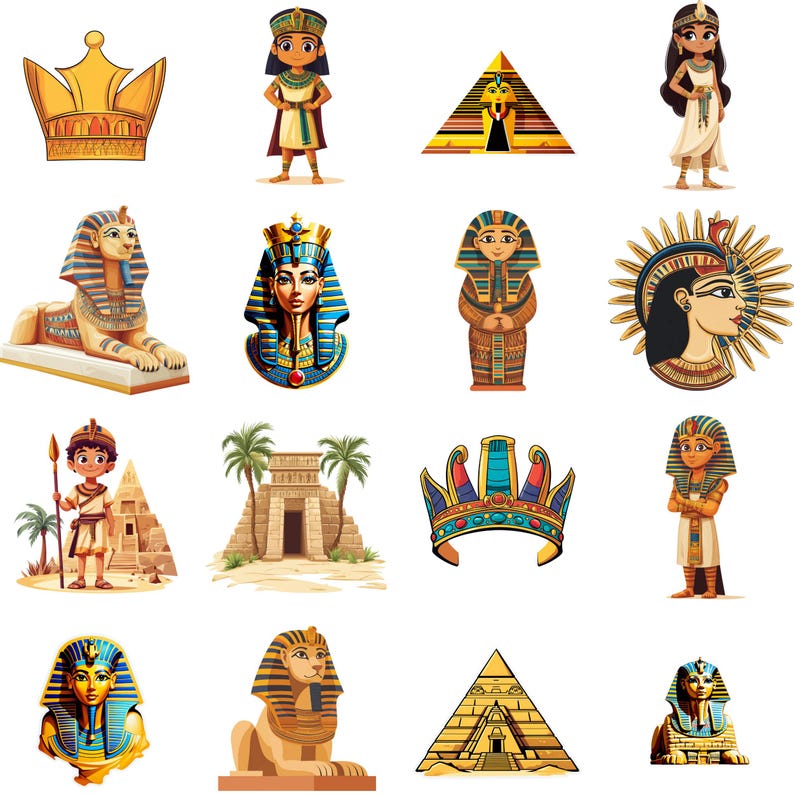Ancient Egypt Clipart for Kids | Cute History PNG Bundle | Pharaoh ...