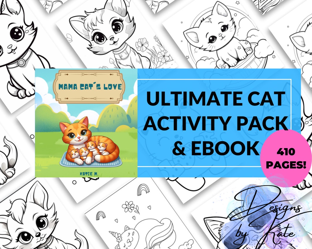 Ultimate Cat Lover Activity Pack for Kids+ E-book / Cat Book, Coloring ...