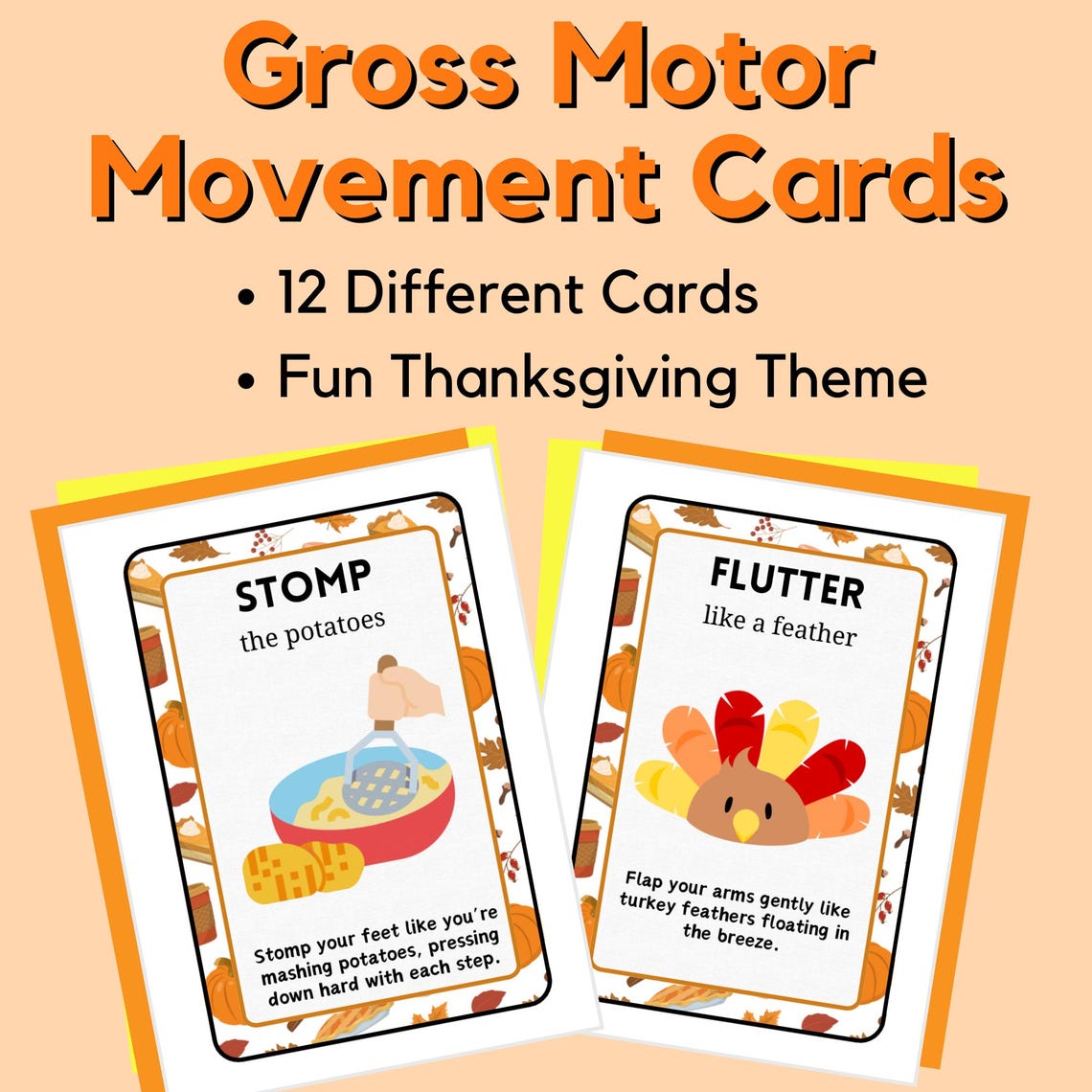 Thanksgiving Themed Gross Motor Movement Cards | Brain Breaks ...