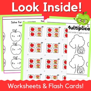Apple Multiplication Pack - 81 Pages - Worksheets & Flash Cards - Facts to 10 - Mental Math ...